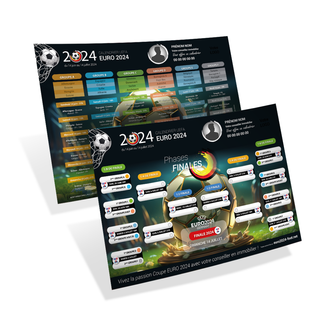 Calendrier A4, 250 grammes EURO FOOT 2024 - Imprimerie Market