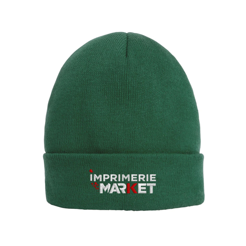 Bonnet Vert bouteille à revers personnalisé - objet publicitaire